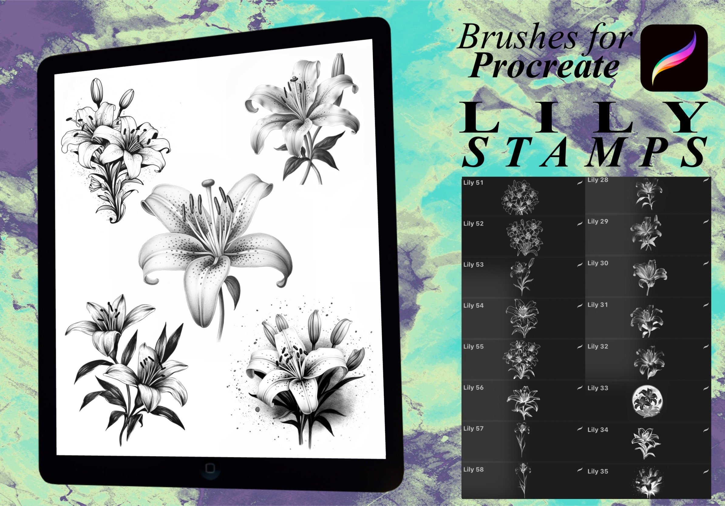 60+ Digital Lily Stamps for Procreate - Etsy