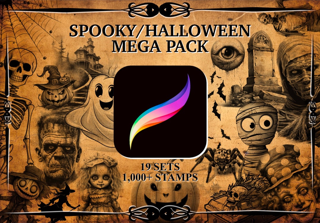 1,000+ Spooky/ Halloween Procreate MEGA PACK | 19 Sets - Etsy