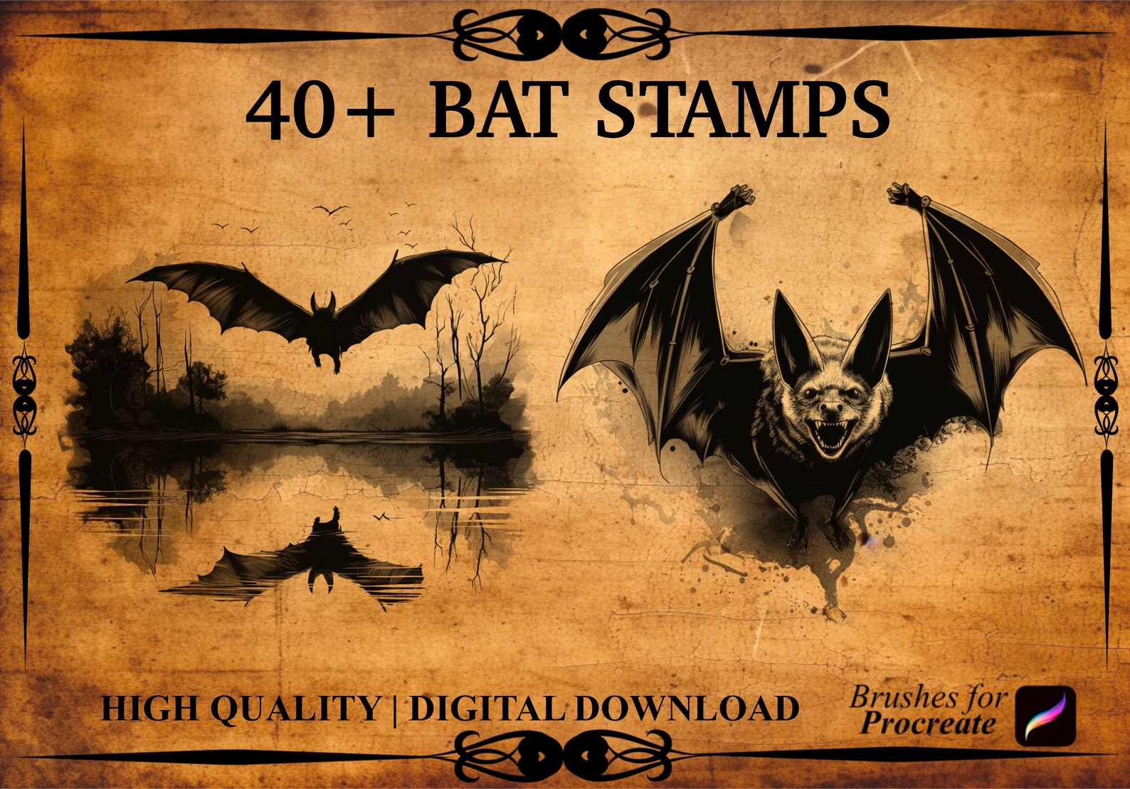 40+ Bat Procreate Brush Stamps - Etsy
