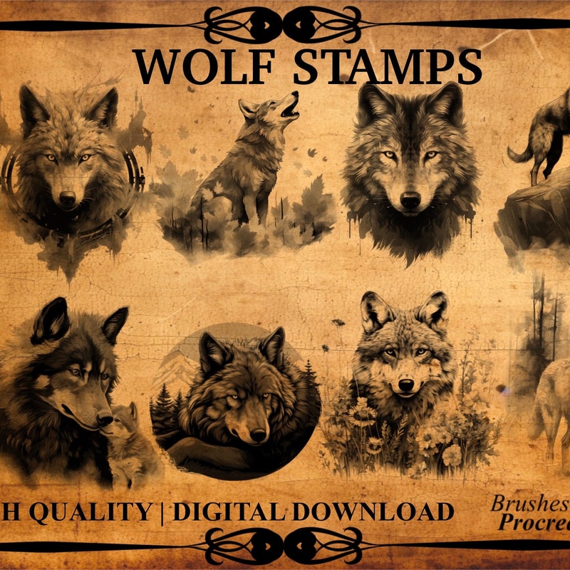 Howling Wolf Stamp - Etsy