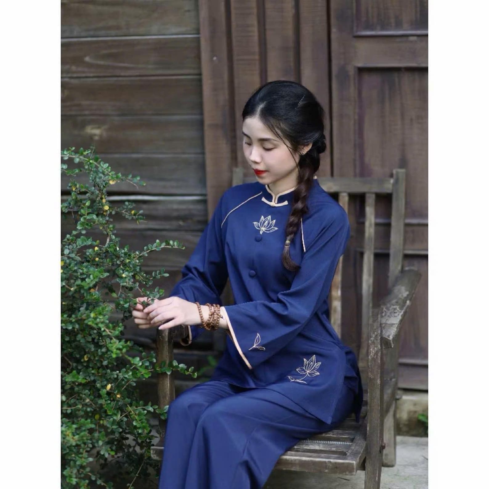 Embroidered Vietnamese Silk Ao Dai Ba Ba Set: Traditional Outfit - Etsy