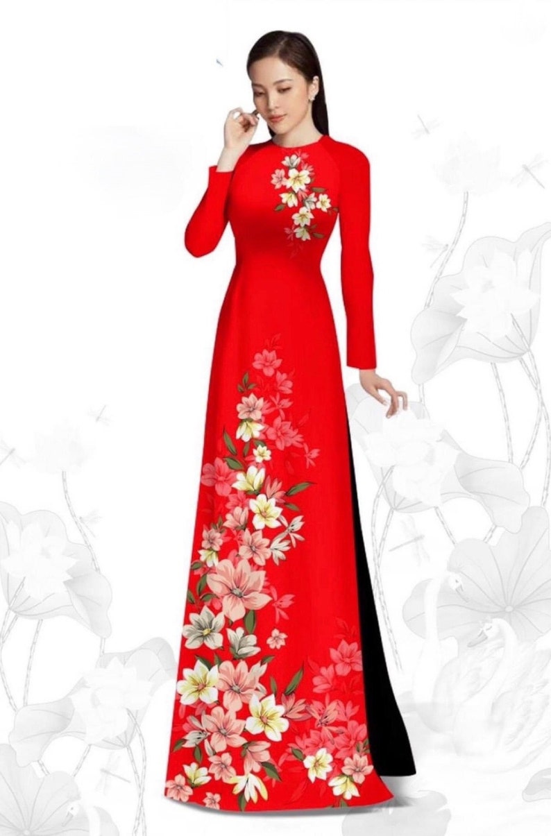 Full Color Vietnamese Ao DaiÁo Dài 3d Hoa Tiet Ao Dai for - Etsy