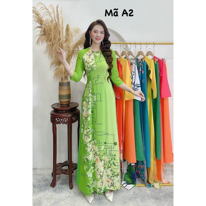 Floral Vietnamese Ao Dai: Full Color Silk Traditional Dress - Etsy