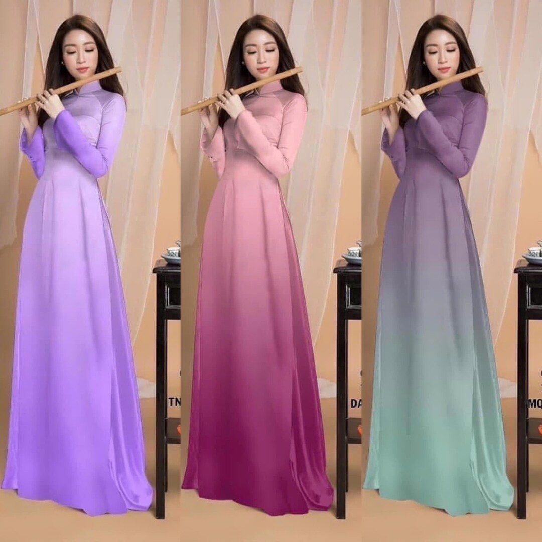 Full Color Vietnamese Ao Dai: Traditional Silk Dress - Etsy