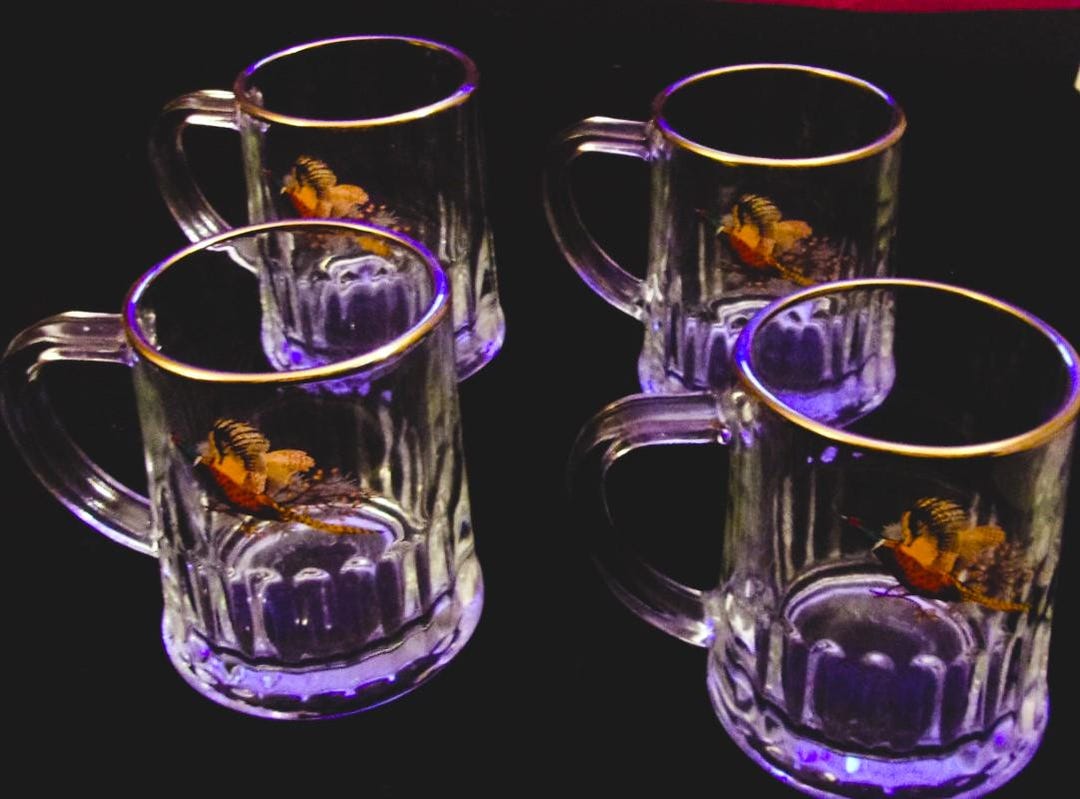 Vintage Lot of 6 Dema England Hand Painted Pheasant Glass Mugs - Etsy