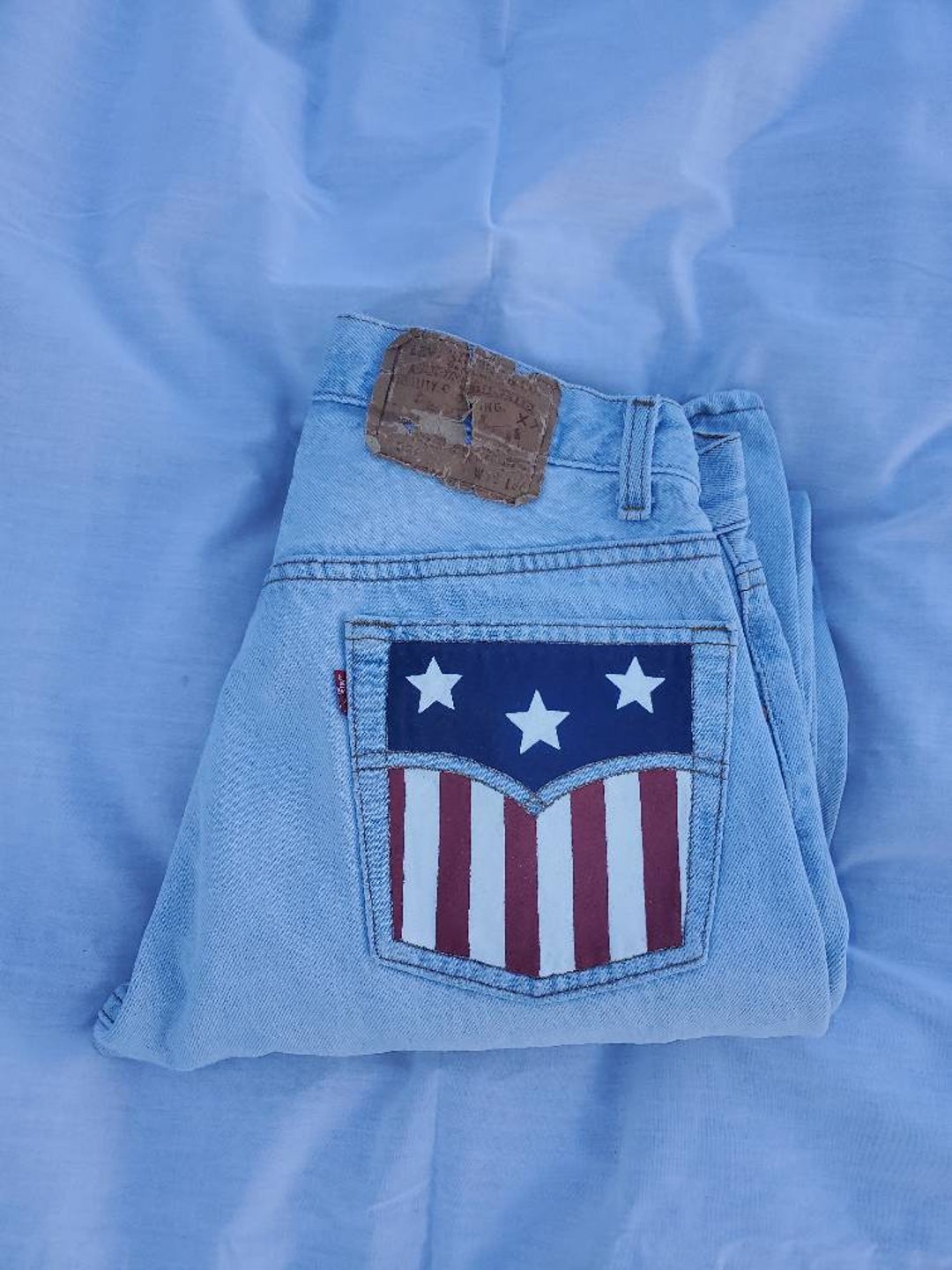 Hand Painted American Flag Levis Jeans - Etsy