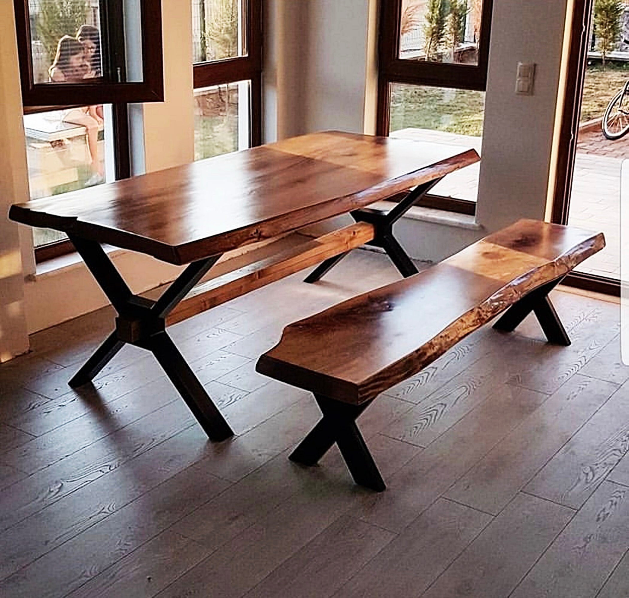 Live Edge Wood Table, Kitchen and Dining Table, Rustic Solid Walnut ...