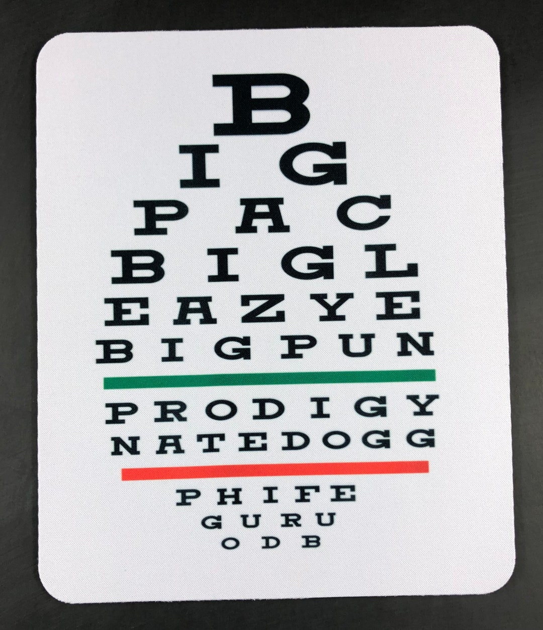 Hip Hop Eye Chart Mouse Pad, Computer Mouse Pad, Gaming Mouse Pad, Desk ...