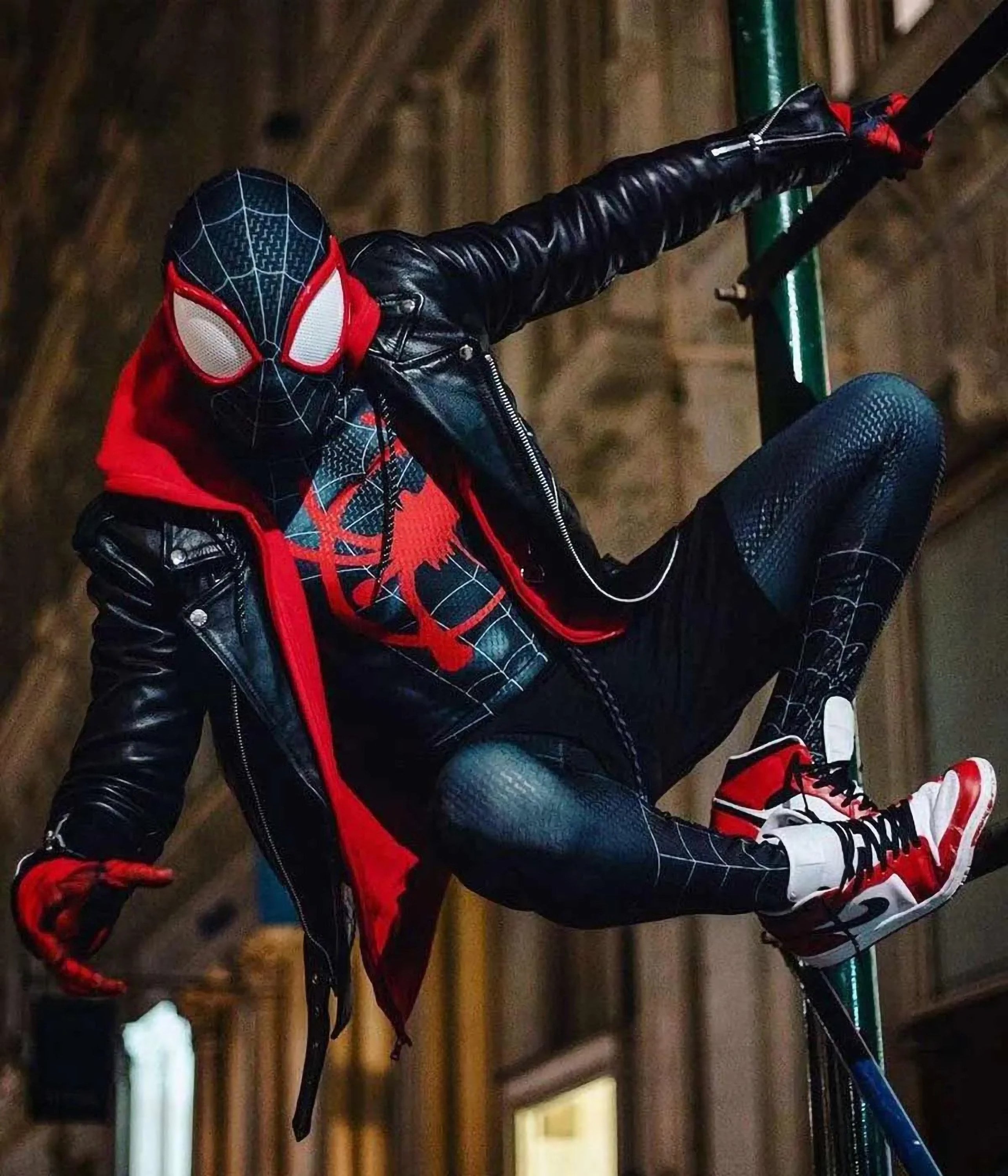 Spider-man Cropped Movie Costume Jacket Black Leather Jacket - Etsy