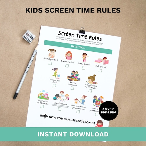 Editable Summer Bundle Screen Time Checklist Daily Routine - Etsy