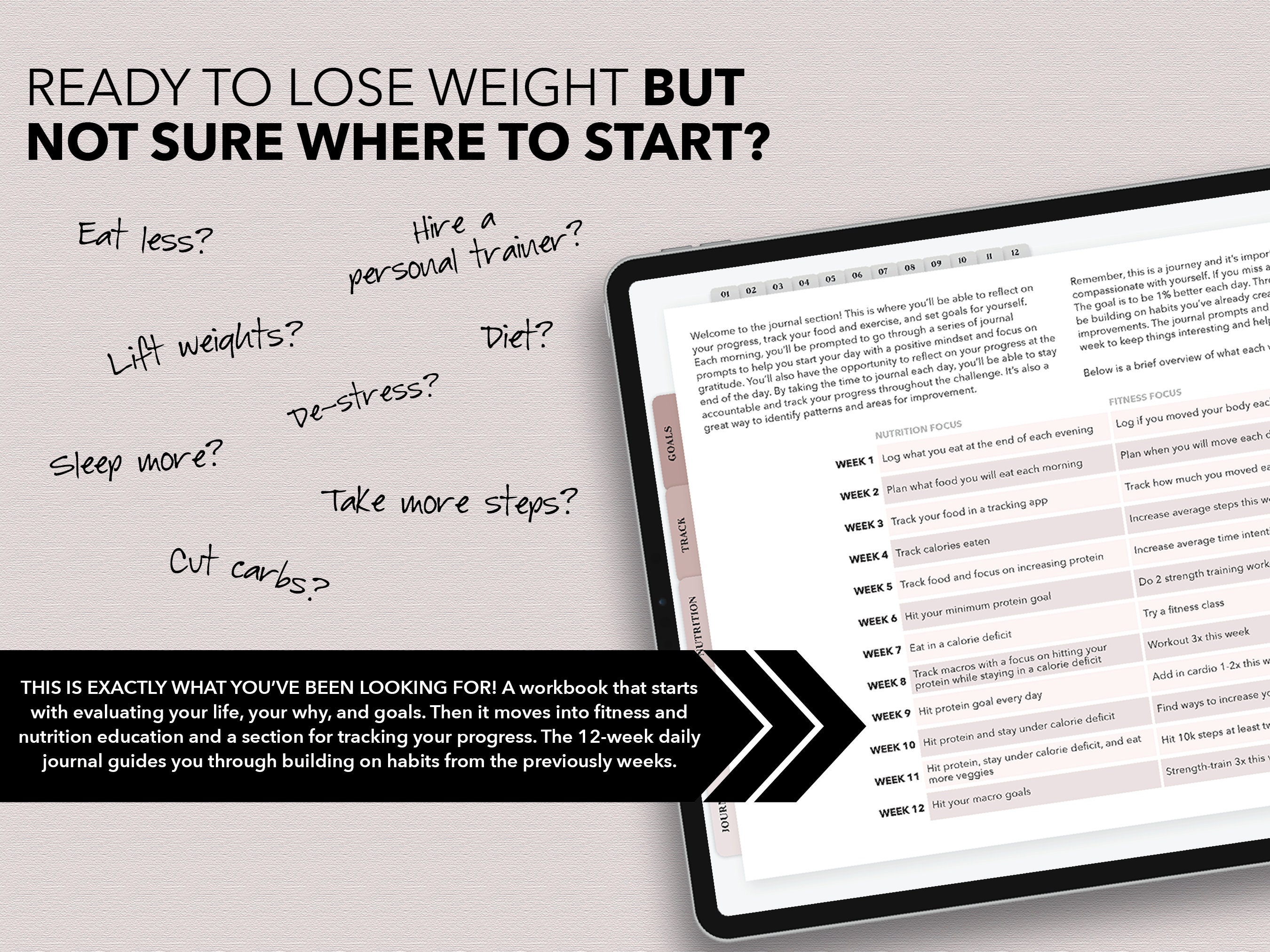Digital Weight Loss Workbook for Beginners Digital Journal Fitness ...