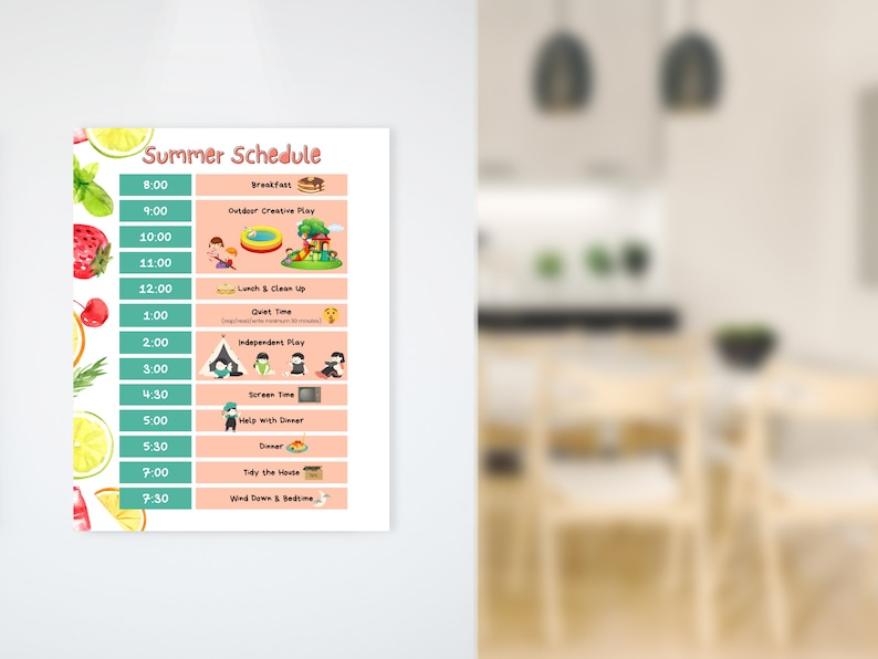 Editable Summer Schedule for Kids | Daily Routine Template (PDF) - Etsy