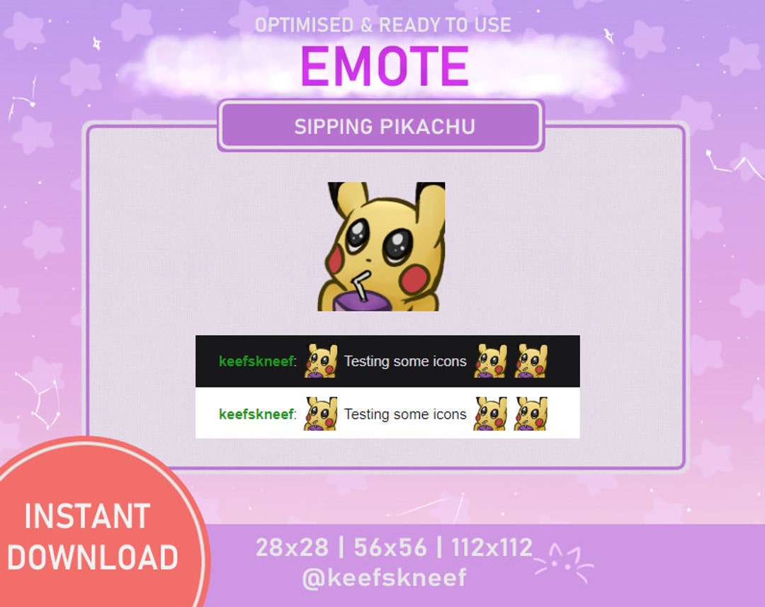 Sipping Pikachu Pokemon Emote | Instant Digital Downloads for Twitch ...