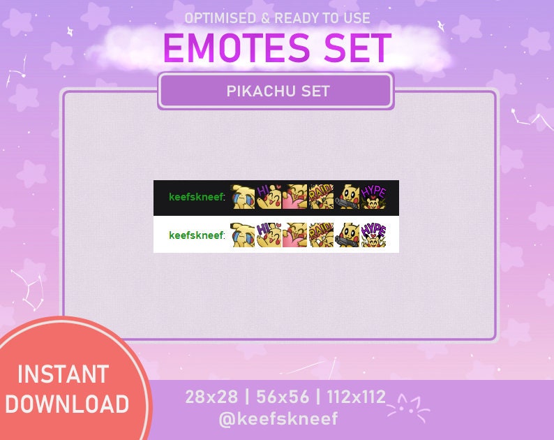 Pokemon Pikachu Emotes Pack Instant Digital Downloads for Twitch ...
