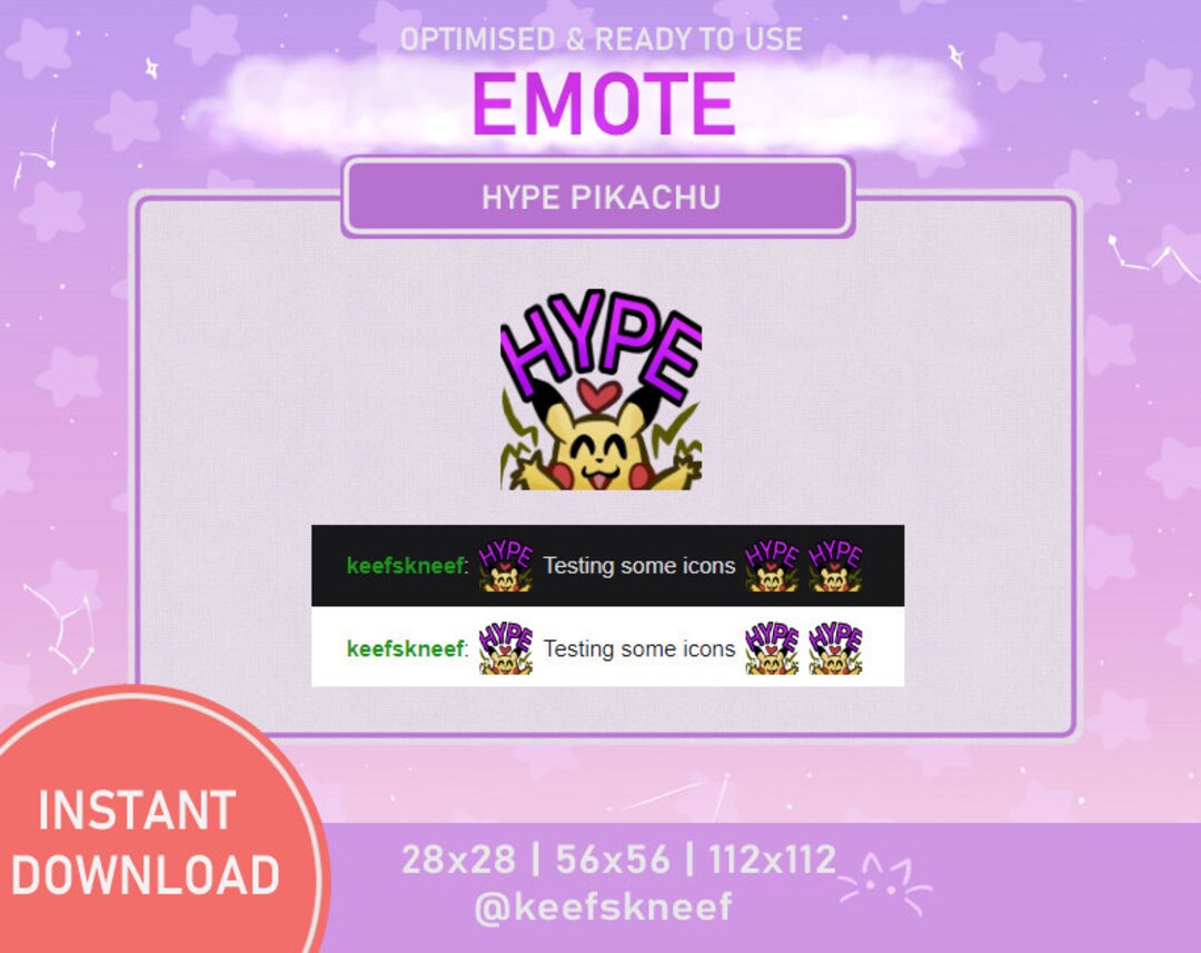 Hype Pikachu Pokemon Emote | Instant Digital Downloads for Twitch ...