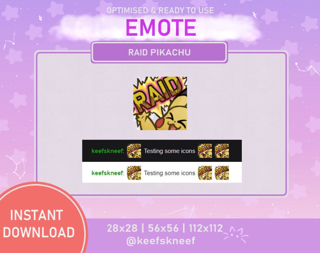 Raid Pikachu Pokemon Emote | Instant Digital Downloads for Twitch ...
