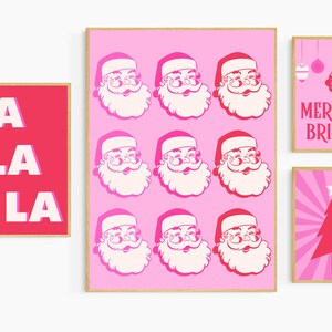 Pink Christmas Wall Art Retro Christmas Prints Pink Christmas Prints ...