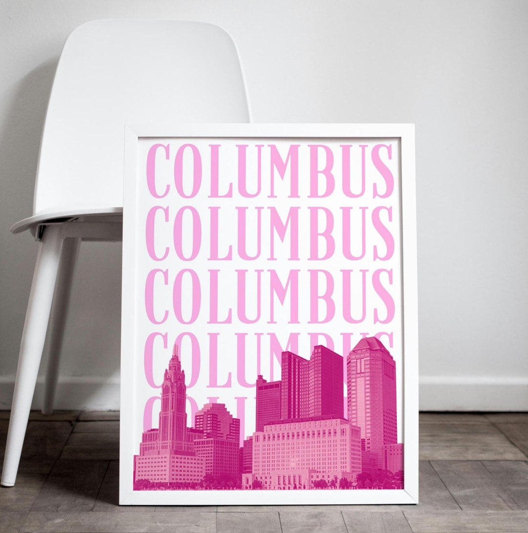 Columbus Ohio Art Print Digital Download Preppy Columbus Poster Pink ...