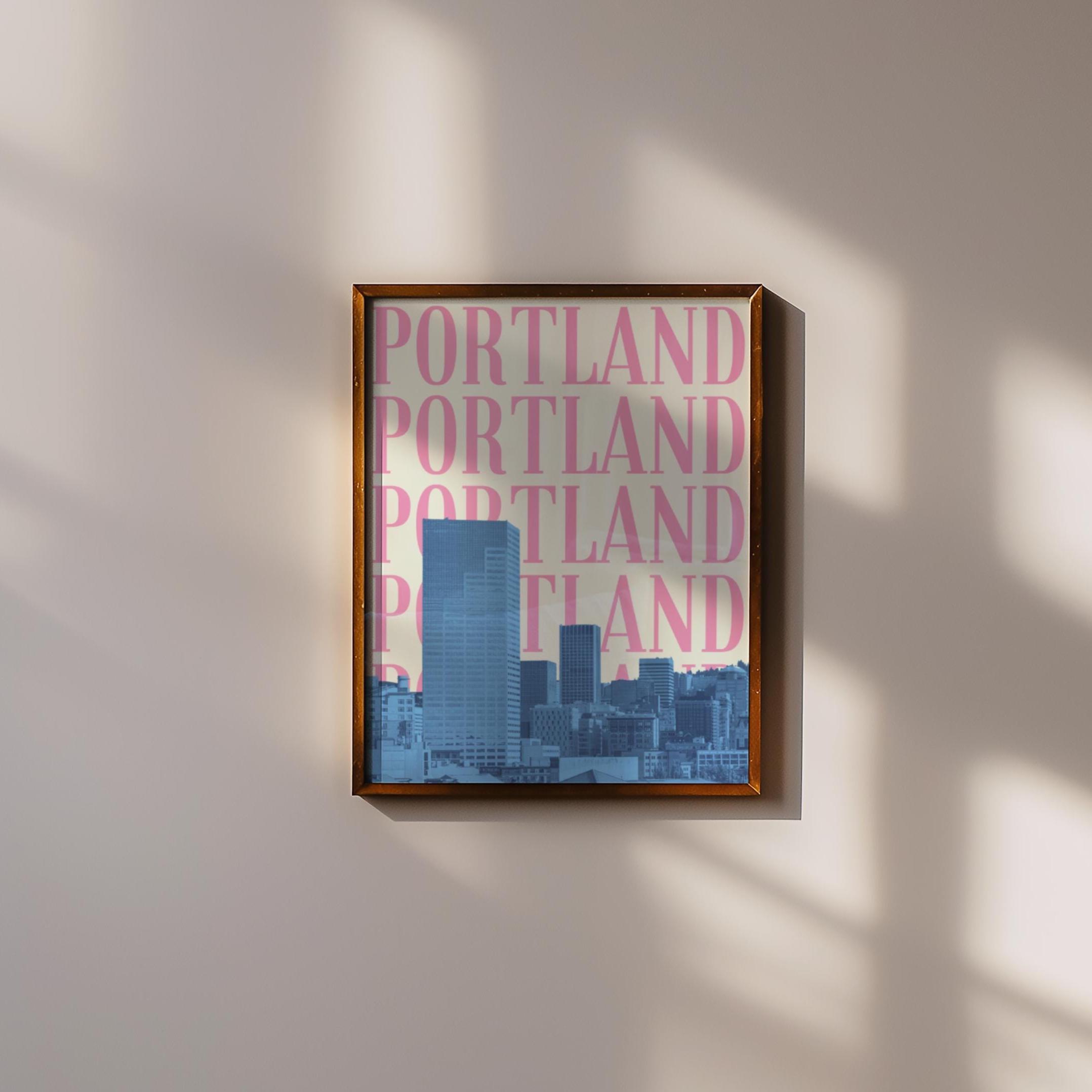 Portland Oregon Print Digital Download Pink Blue Portland Skyline ...