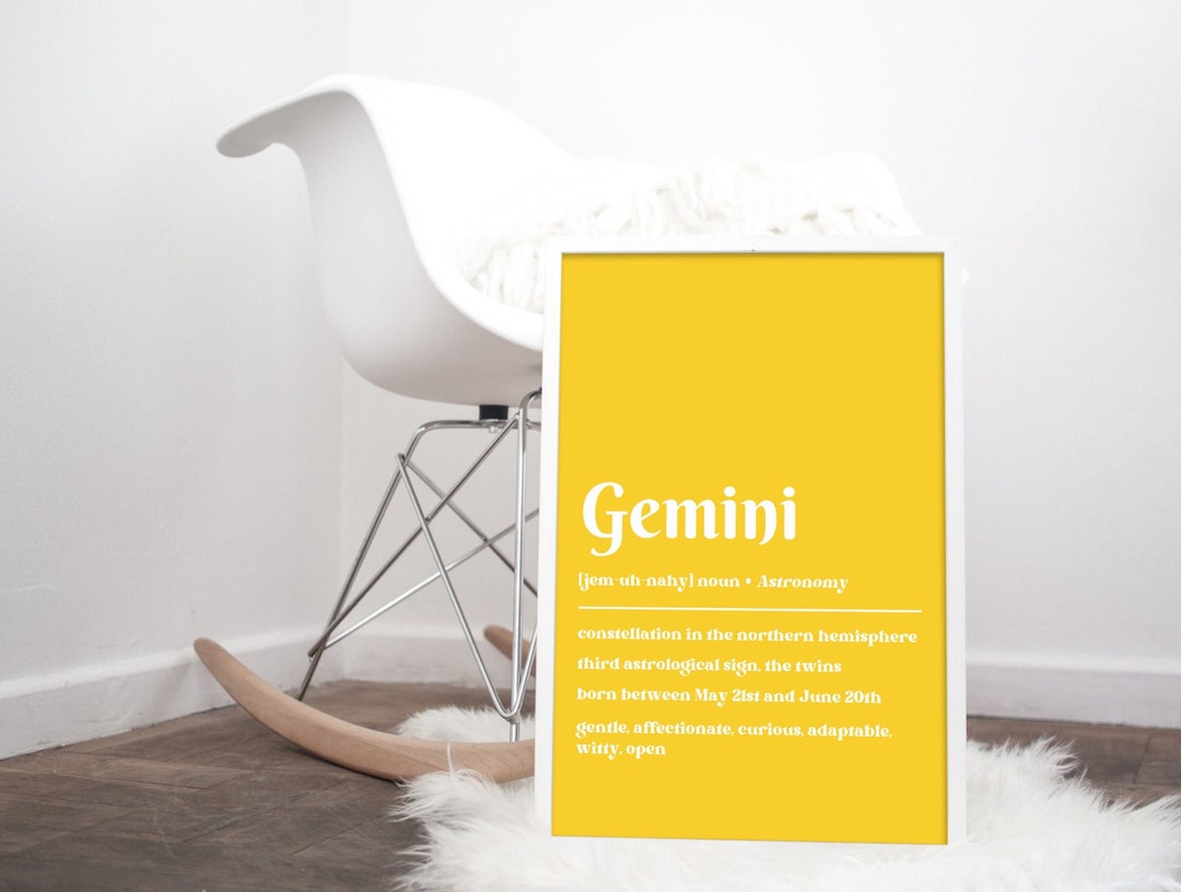 Gemini Print Gemini Wall Art Definition of Gemini Gemini Poster Gemini ...