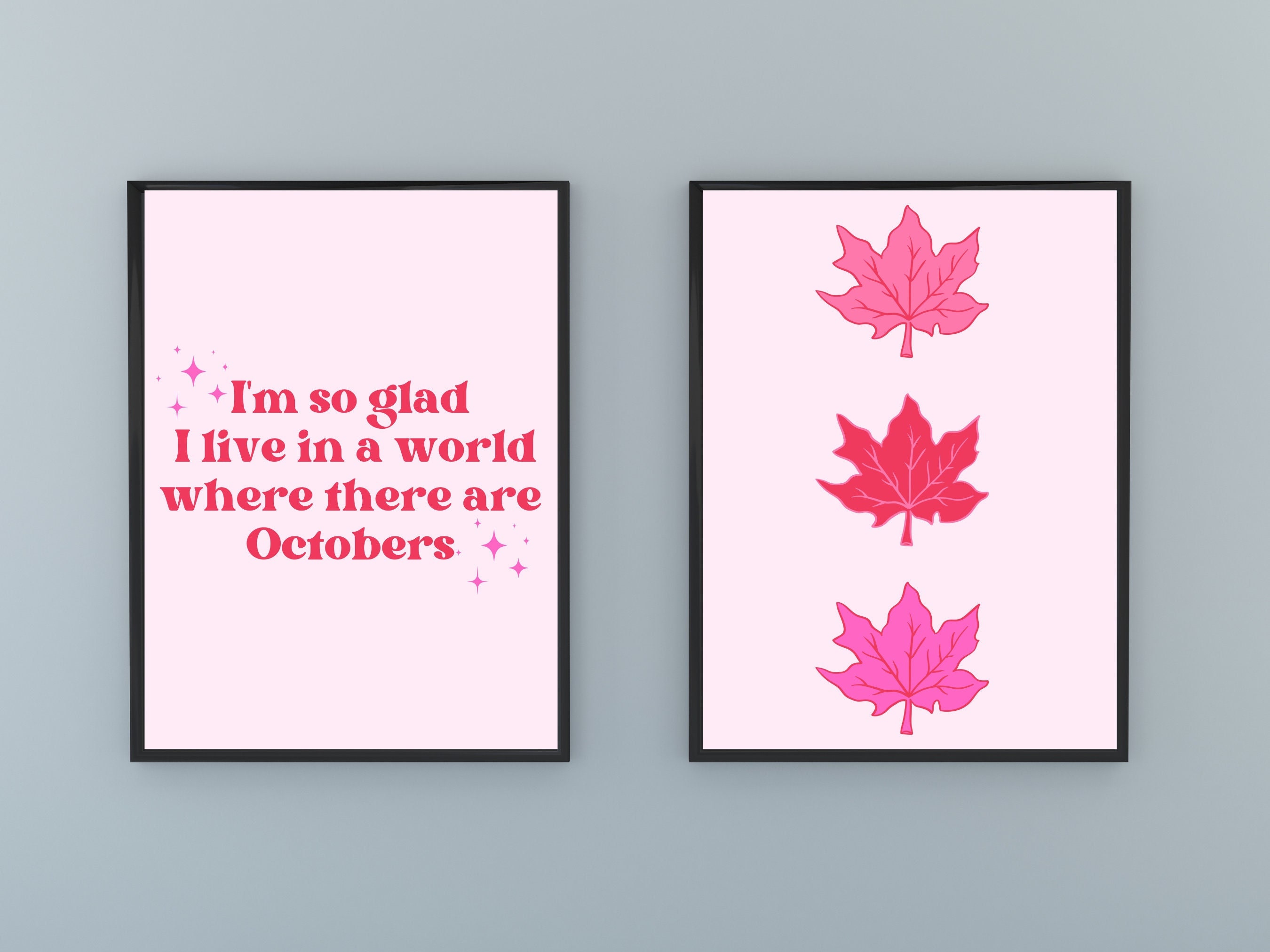 Pink Fall Decor Retro Fall Print Bundle Pink Autumn Decor - Etsy