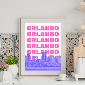 Orlando Art Print Orlando Skyline Orlando Wall Art Orlando Poster ...