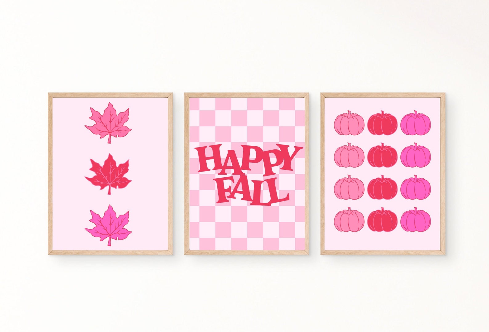 Pink Fall Decor Retro Fall Print Bundle Pink Autumn Decor - Etsy