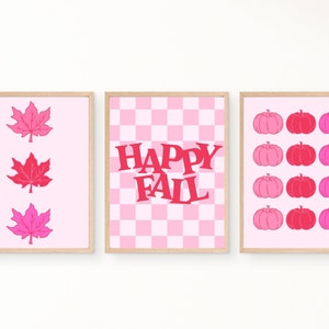 Pink Fall Decor Retro Fall Print Bundle Pink Autumn Decor Pink Pumpkins ...