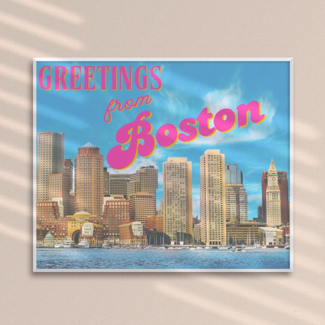 Boston Travel Poster Digital Download Retro Boston Wall Art Skyline ...