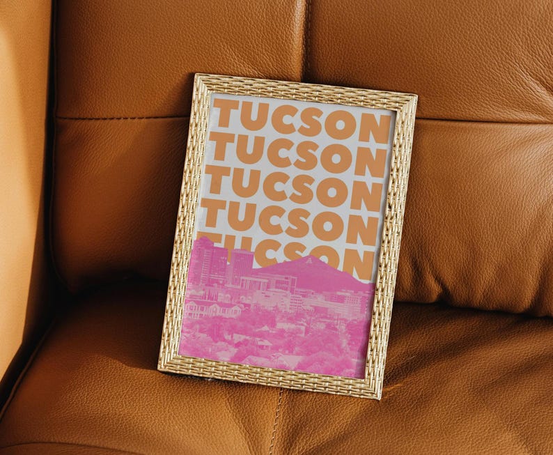 Tucson Print Digital Download Arizona Wall Art Pink Orange Tucson ...