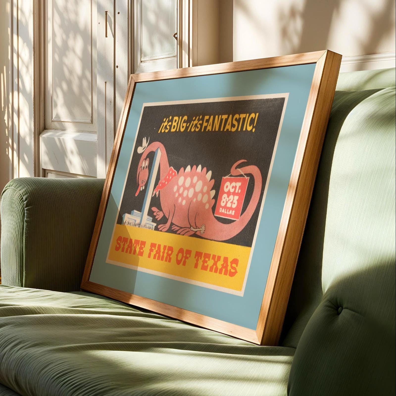 Vintage Texas State Fair Poster, Retro Dinosaur Print (digital Download ...