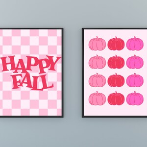Pink Fall Decor Retro Fall Print Bundle Pink Autumn Decor Pink Pumpkins ...