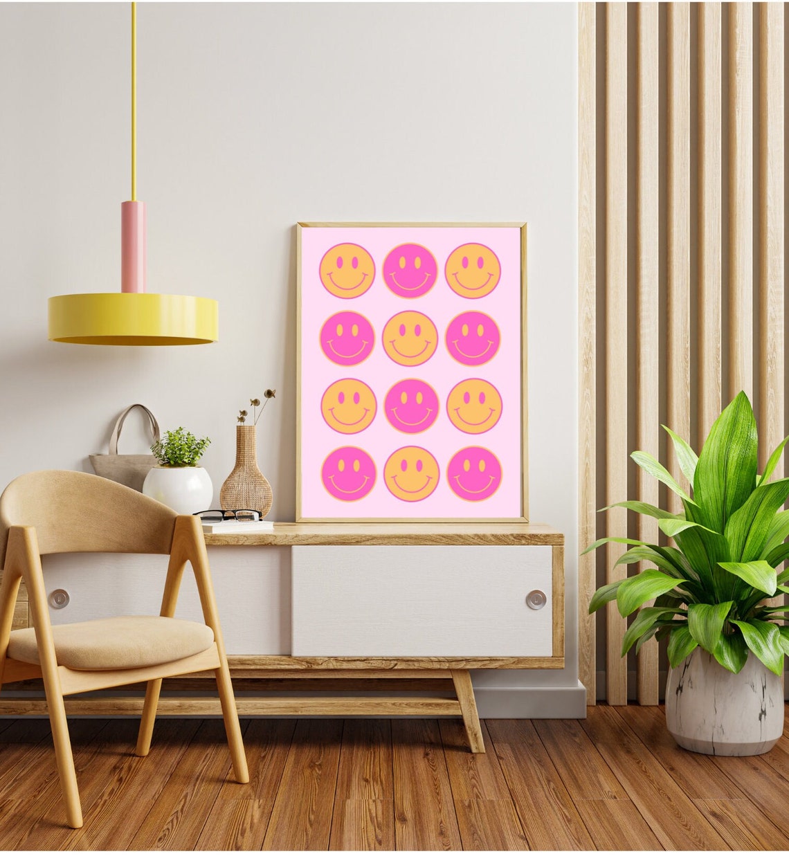 Smiley Face Print Happy Face Wall Art Retro Smiley Face - Etsy