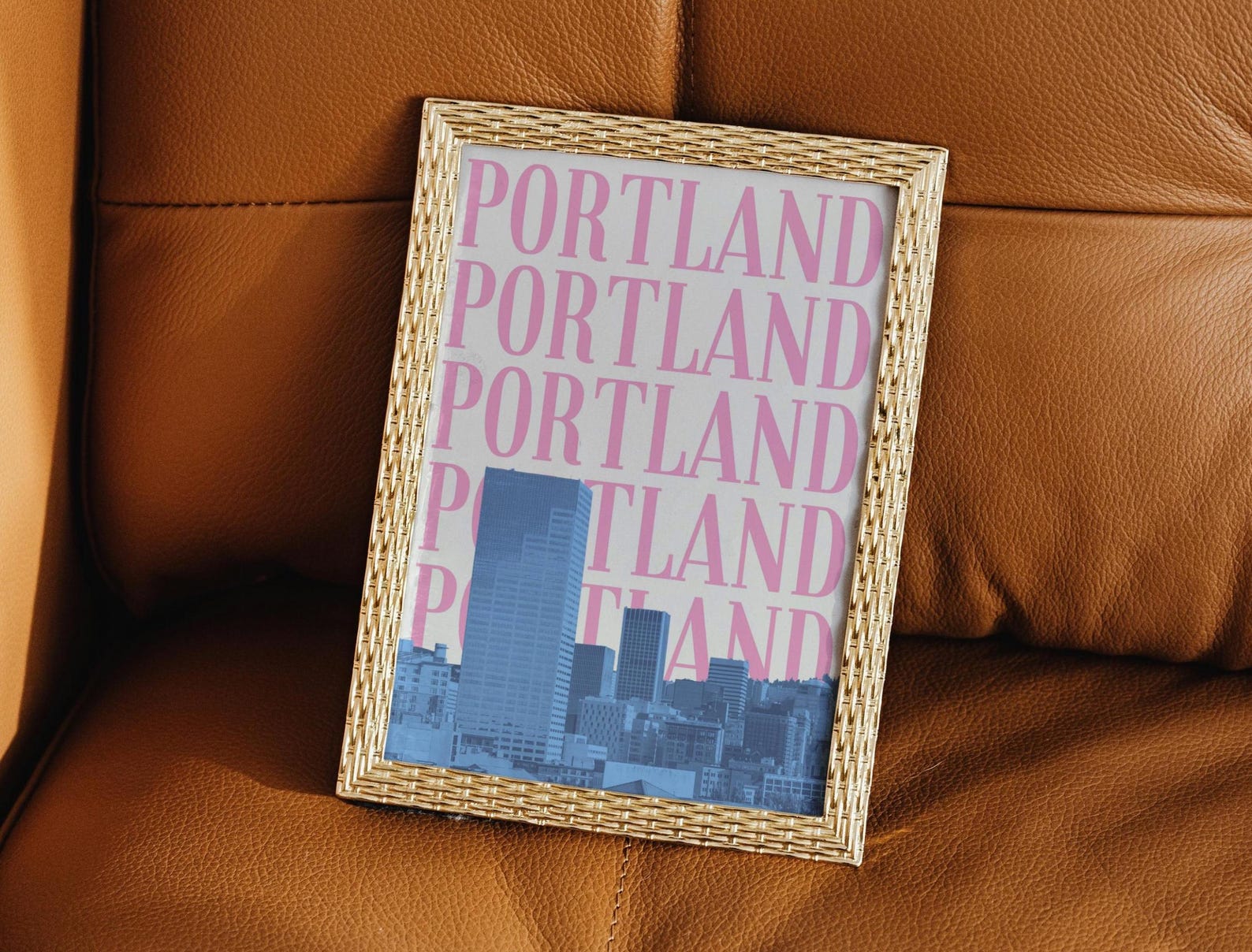 Portland Oregon Print Digital Download Pink Blue Portland Skyline ...