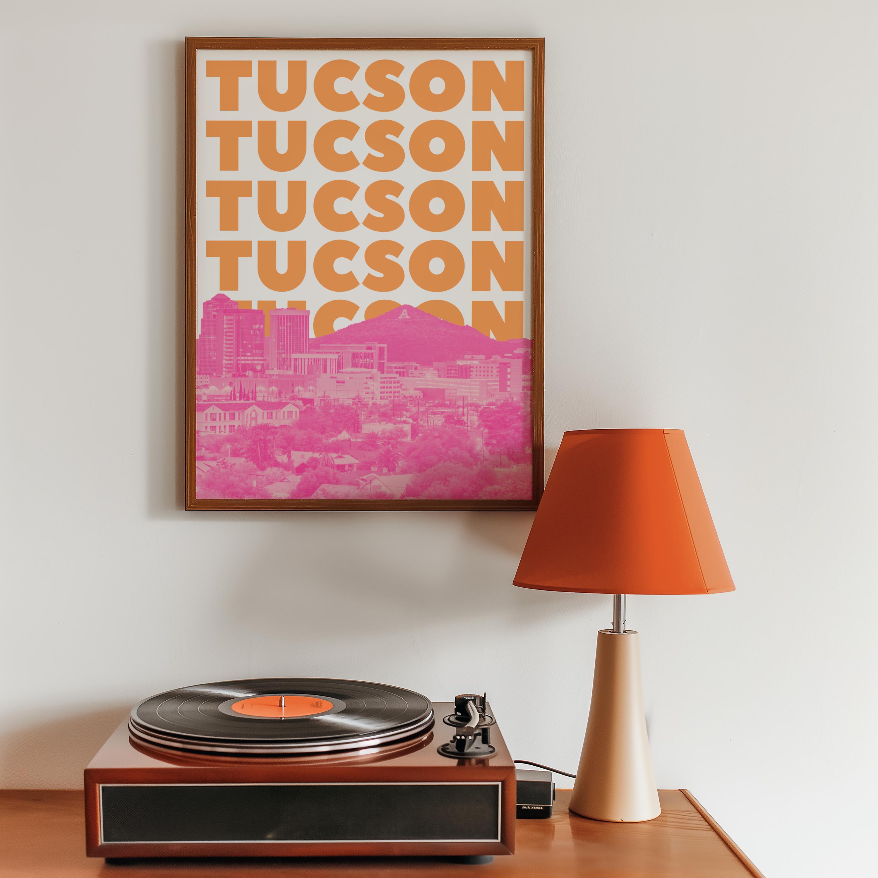 Tucson Print Digital Download Arizona Wall Art Pink Orange Tucson ...