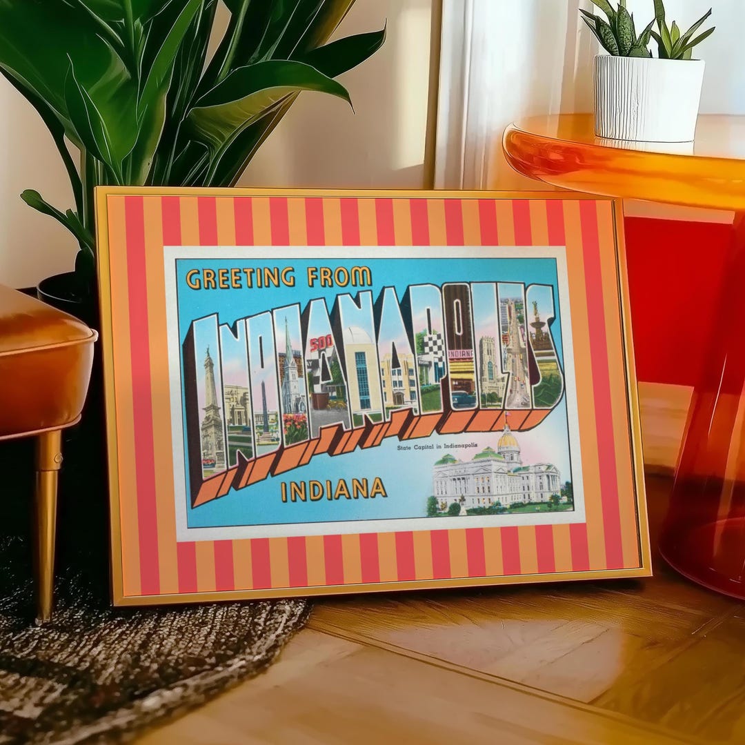 Indianapolis Print Digital Download Vintage Indiana Poster Horizontal ...