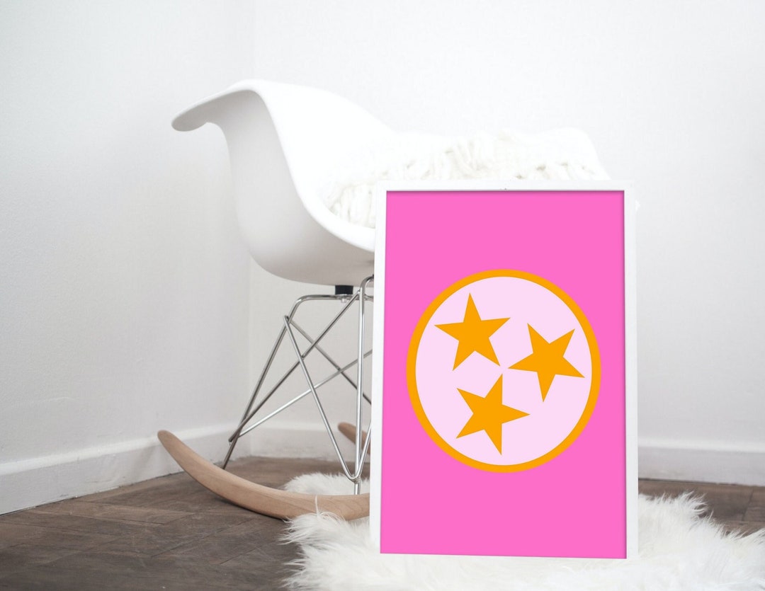 Pink Tennessee Poster, Cute TN Flag Wall Art, Tennessee Tristar Print ...