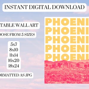 Phoenix Print | Arizona Wall Art | Phoenix Skyline | Phoenix Arizona ...