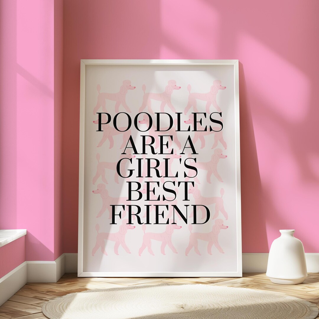 Pink Poodle Wall Art Vintage Poster Print Standard Poodle Decor Girly ...