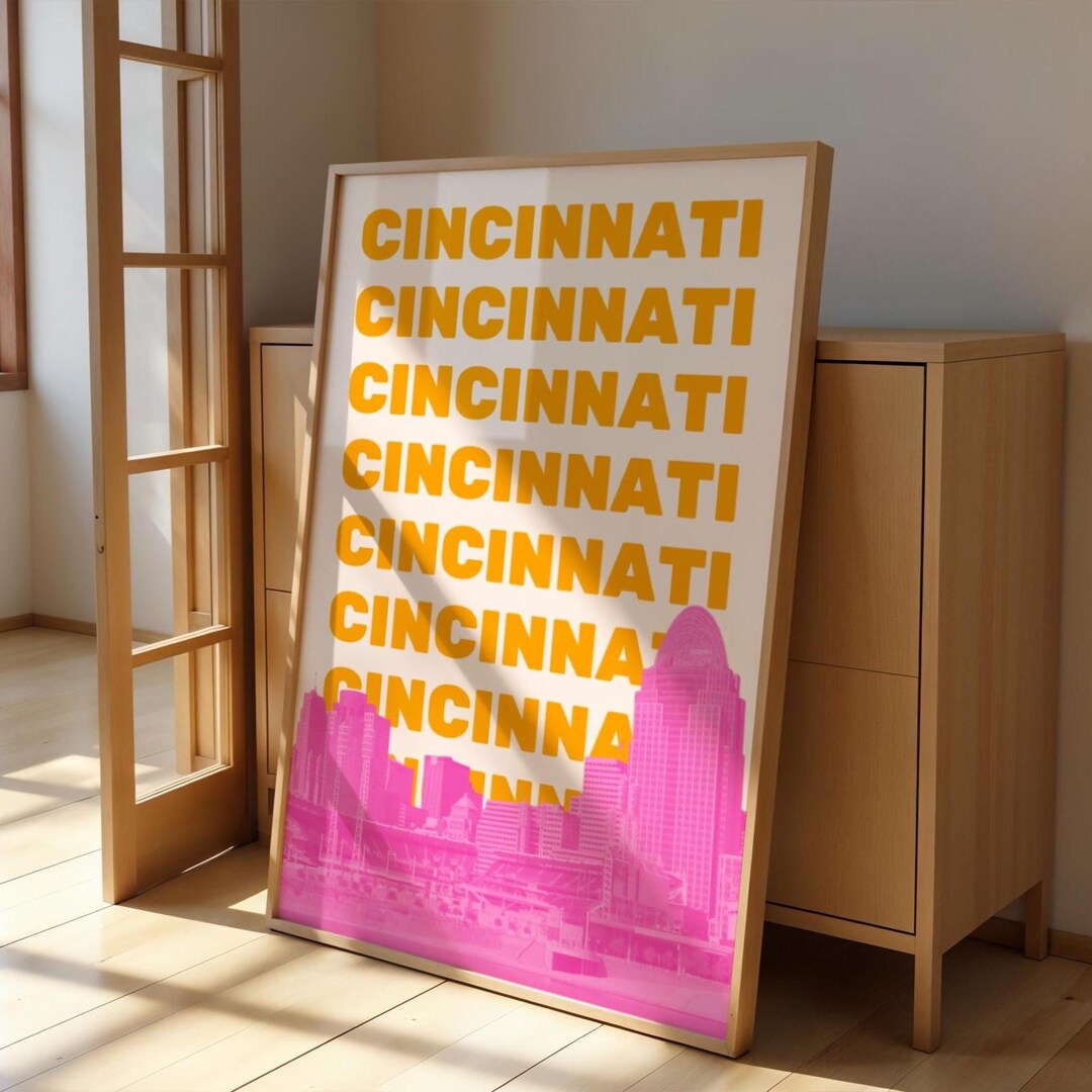 Cincinnati Wall Art, Pink Ohio Print, Cincinnati Skyline, Preppy Ohio ...