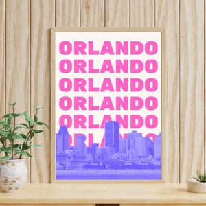 Orlando Art Print Orlando Skyline Orlando Wall Art Orlando Poster ...