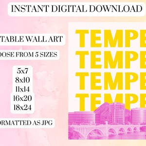 Tempe Print Tempe Wall Art Tempe Skyline Tempe Art Print Tempe Poster ...