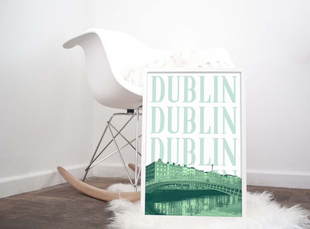 Dublin Poster, Ireland Travel Art Print, Skyline Poster, Green Dublin ...