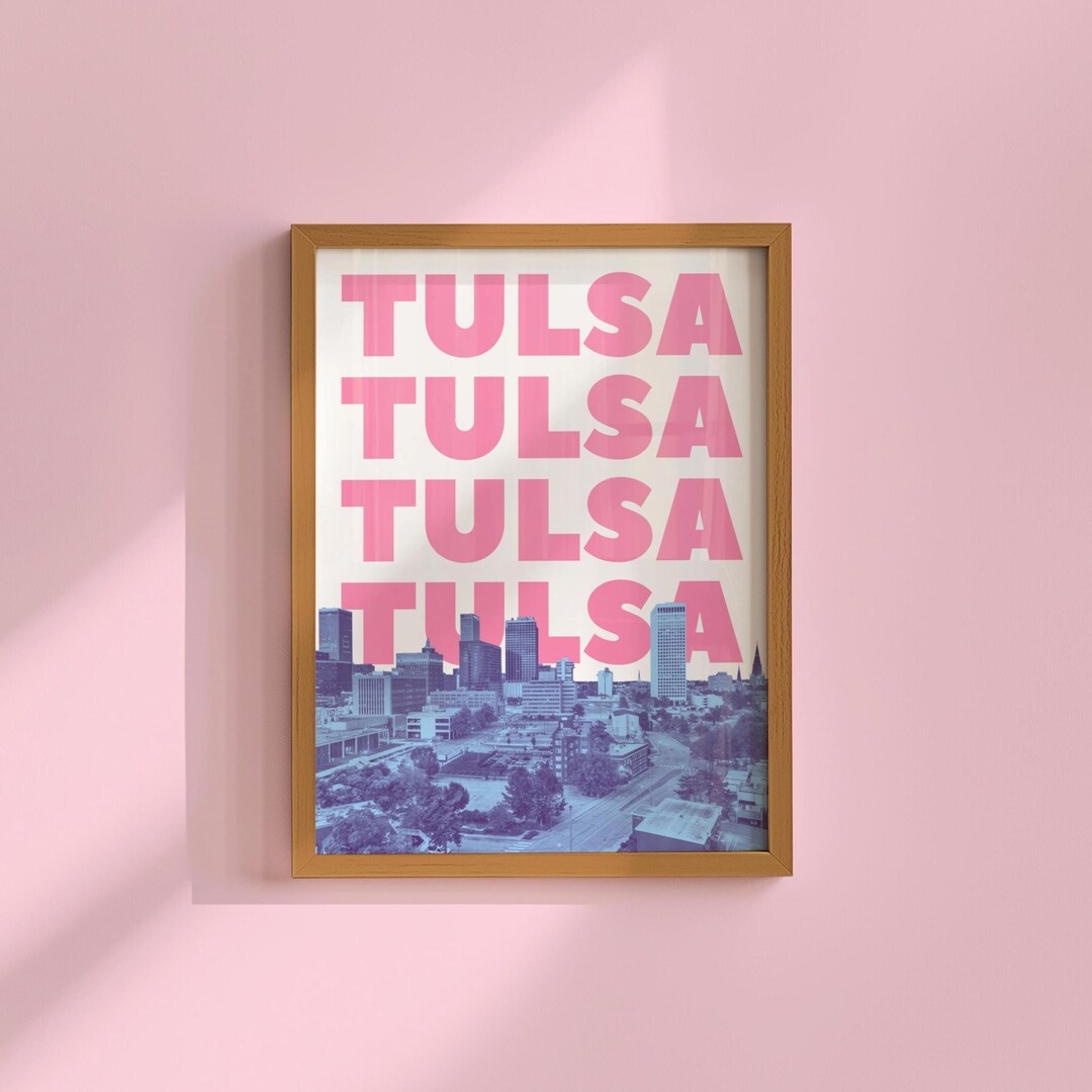 Tulsa Art Print Digital Download Blue Pink Tulsa Oklahoma Wall Decor ...