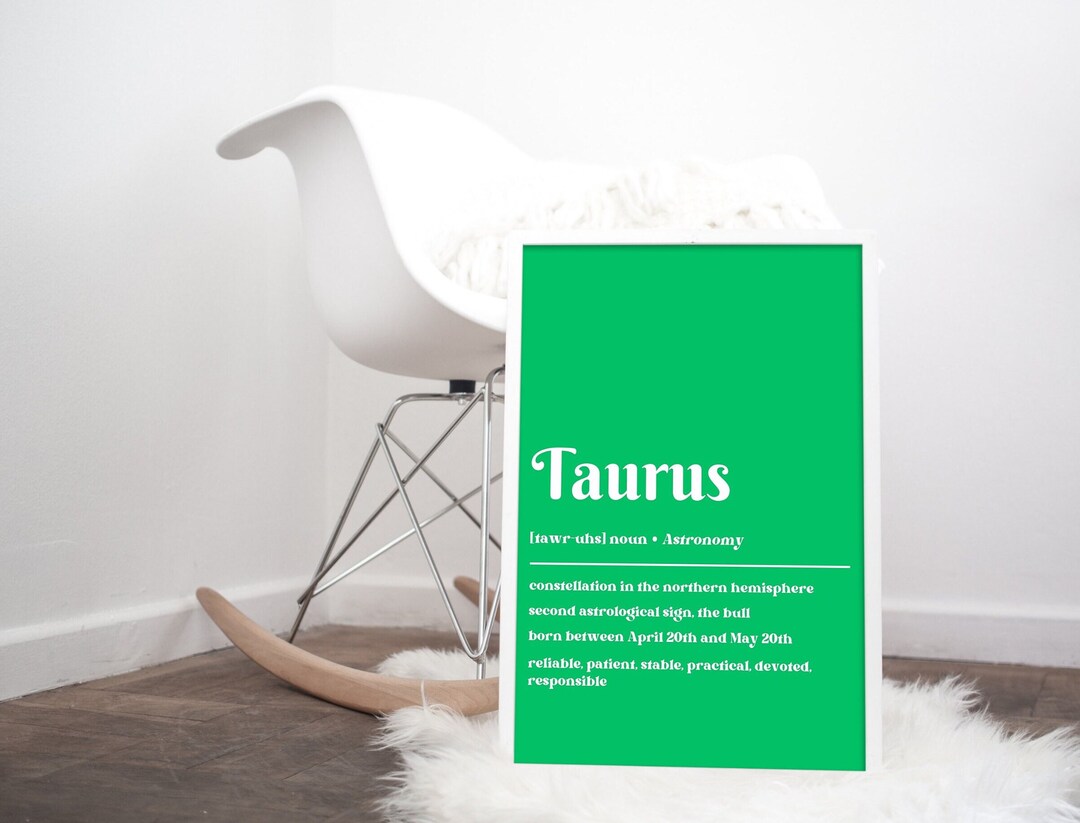 Taurus Print Taurus Definition Taurus Wall Art Taurus Poster Green ...