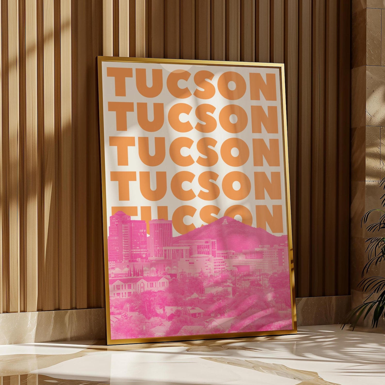 Tucson Print Digital Download Arizona Wall Art Pink Orange Tucson ...