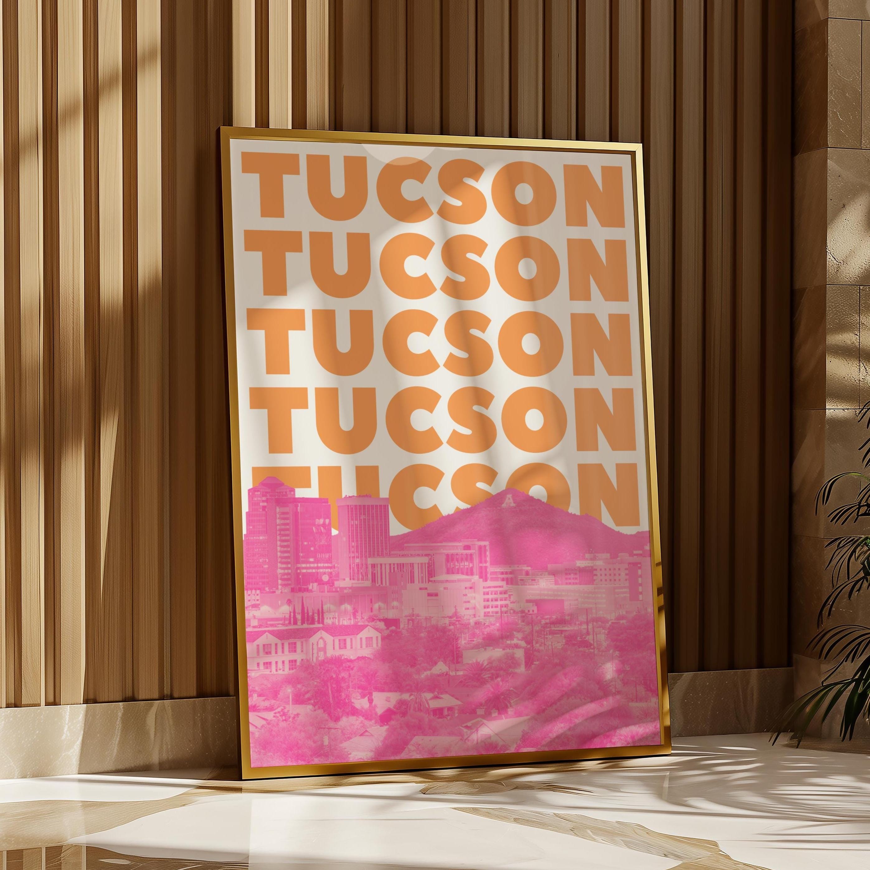 Tucson Print Digital Download Arizona Wall Art Pink Orange Tucson ...