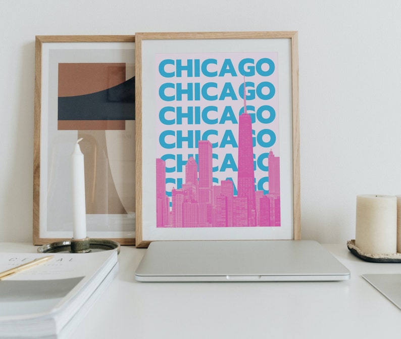 Chicago Poster Chicago Print Chicago Skyline Chicago - Etsy