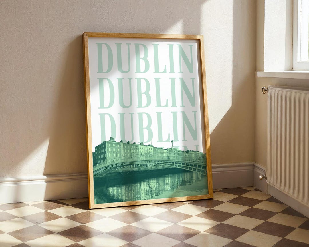 Dublin Print Digital Download Ireland Travel Poster Green Dublin Wall ...