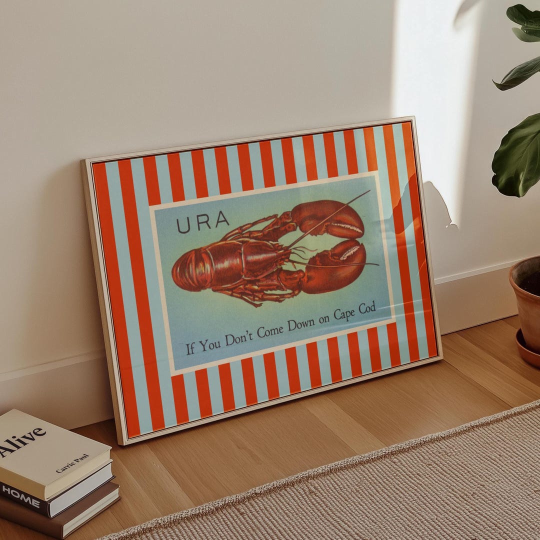 Cape Cod Print Digital Download Massachusetts Wall Art Vintage Lobster ...